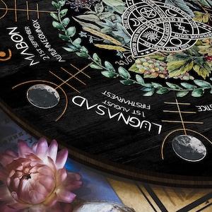 Pagan Wheel of the Year Calendar Black Goth, Wiccan Neo Pagan Sabbats ...