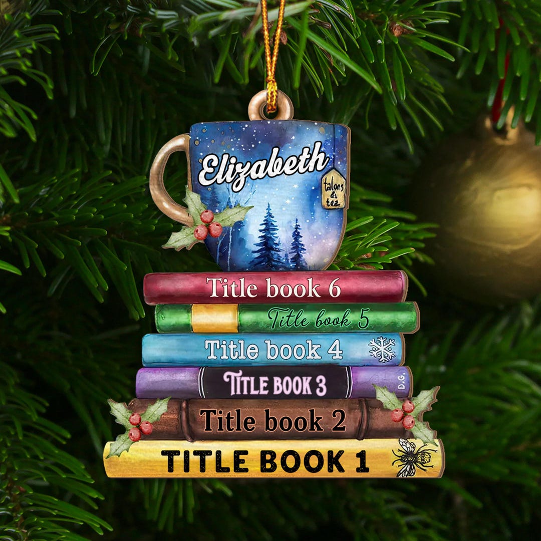 Personalized Bookstack Christmas Ornament, Librarian Ornament, Book ...