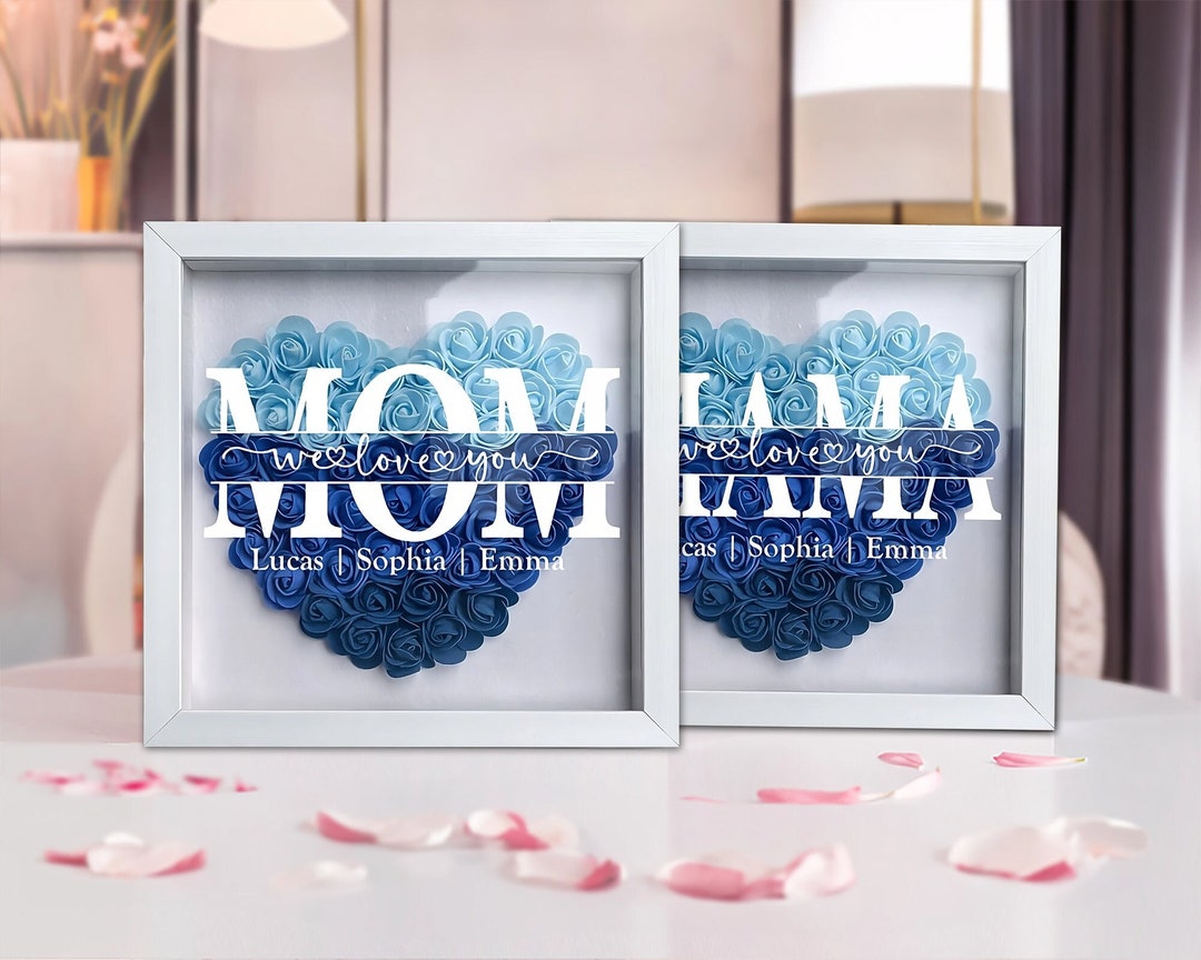 Personalized Flower Shadow Box Mom We Love You Roses Shadowbox With ...