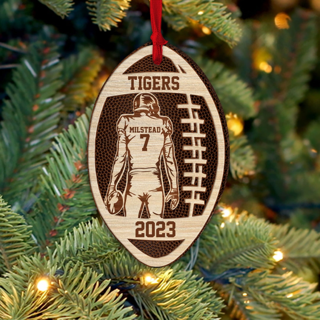 Personalized Football Player Wood Christmas Ornament Custom - Etsy