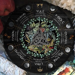 Pagan Wheel of the Year Calendar Black Goth, Wiccan Neo Pagan Sabbats ...