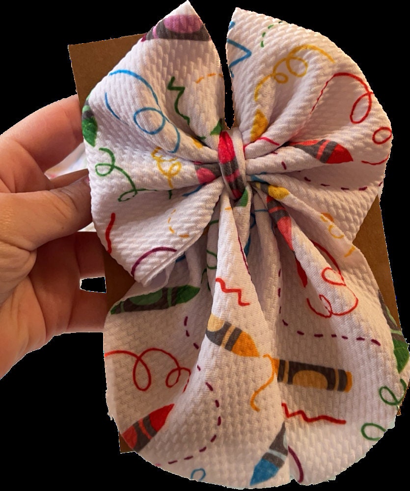 Coloring Crayon Bow: Nylon Headband, Headwrap, Piggies or Clip Bow - Etsy