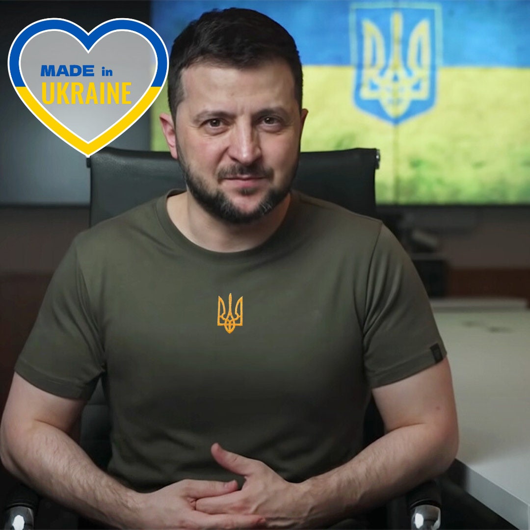 Zelensky Famous T-shirt With Embroidered Trident the Best - Etsy