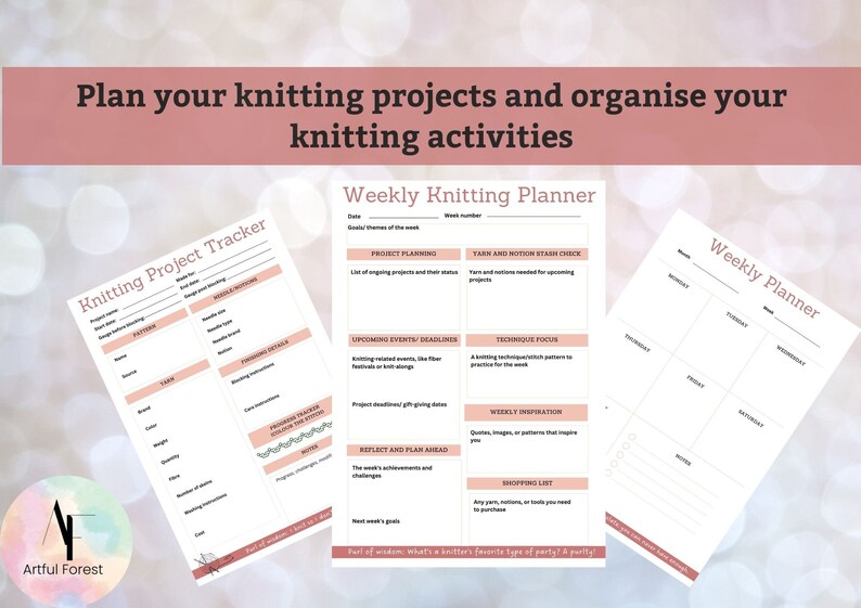 Knitting Planner Printable Knitting Project Tracker Knitting Journal - Etsy