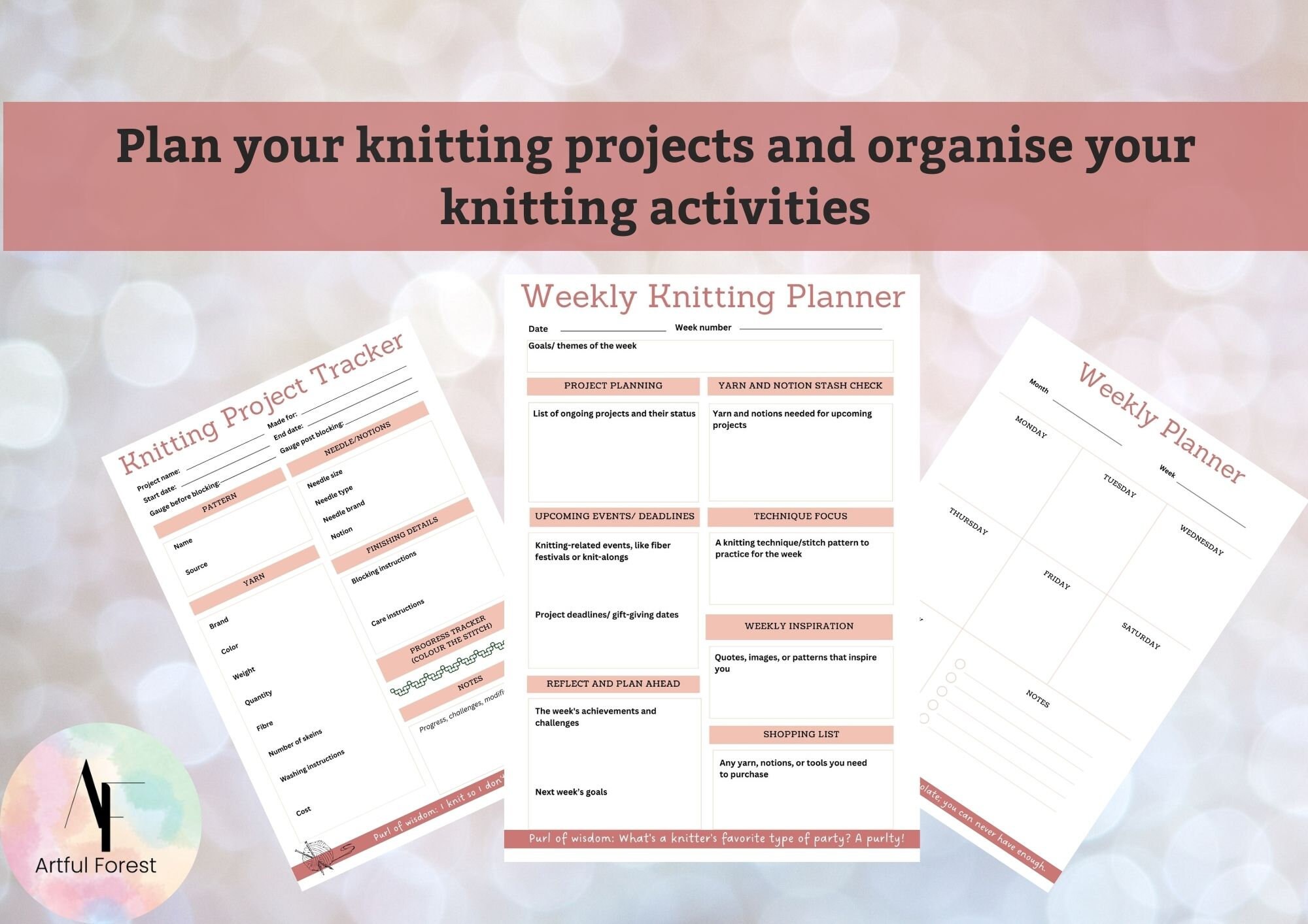 Knitting Planner Printable Knitting Project Tracker Knitting Journal - Etsy