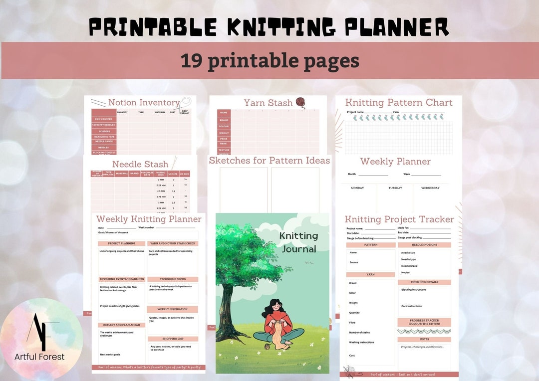 Knitting Planner Printable Knitting Project Tracker Knitting Journal - Etsy