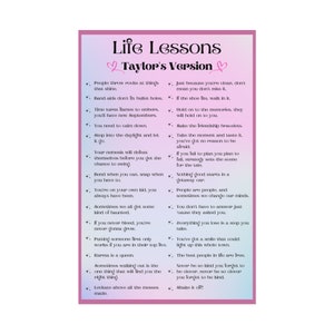 Taylor Swift Life Lesson Poster Inspirational Wall Art - Etsy