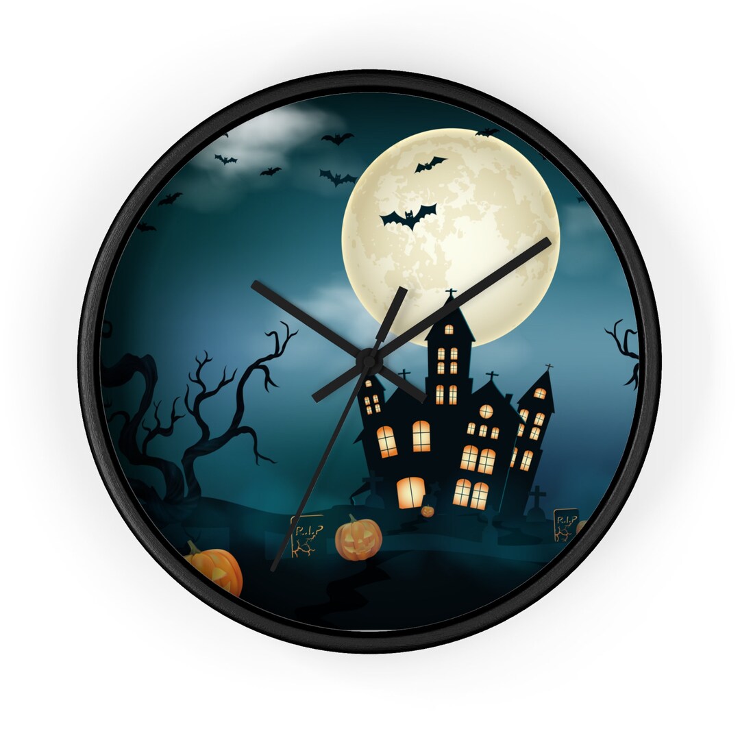 Halloween Haunted House Wall Clock Spooky Clock Halloween Clock Home ...