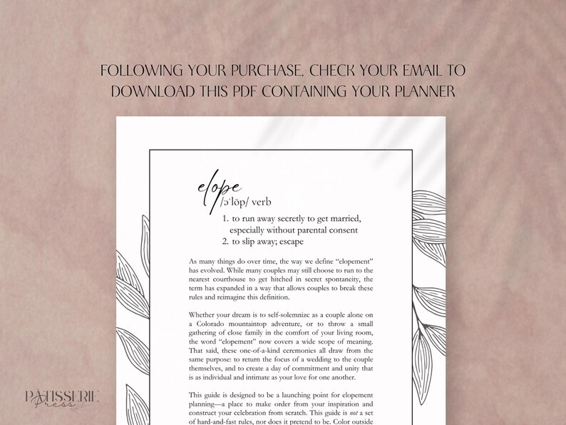 Elopement Planner Printable | Printable Elopement Planner Pages ...
