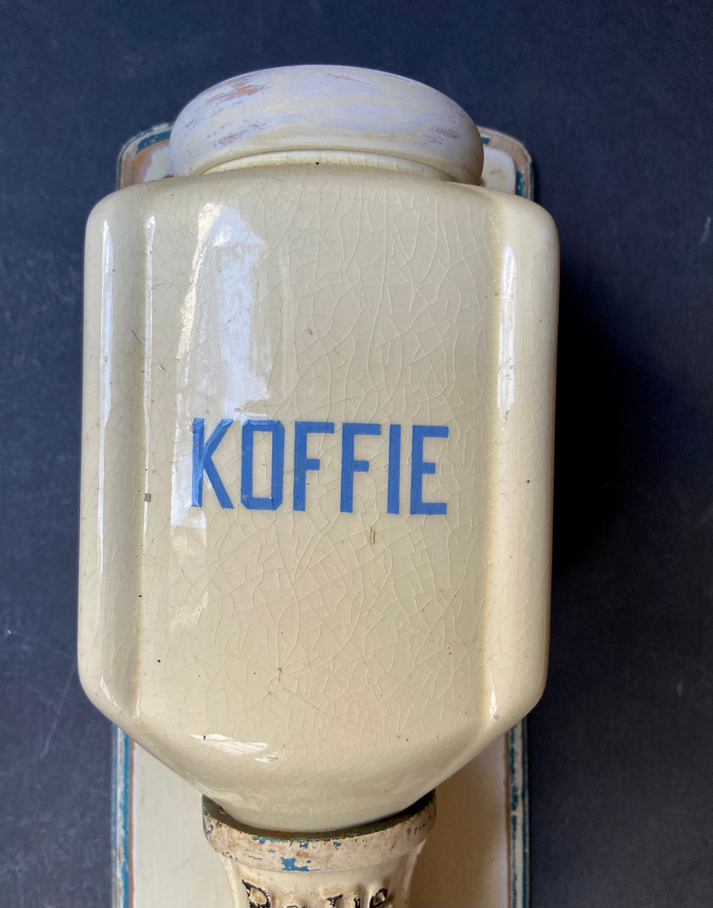 Dutch Delft Blue Coffee Bean Grinder, Manual Mill, Vintage Kitchen Tool ...