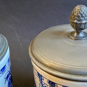 Three Dutch Delft Blue Pot With Lid, Hand-painted Ceramic Canister ...