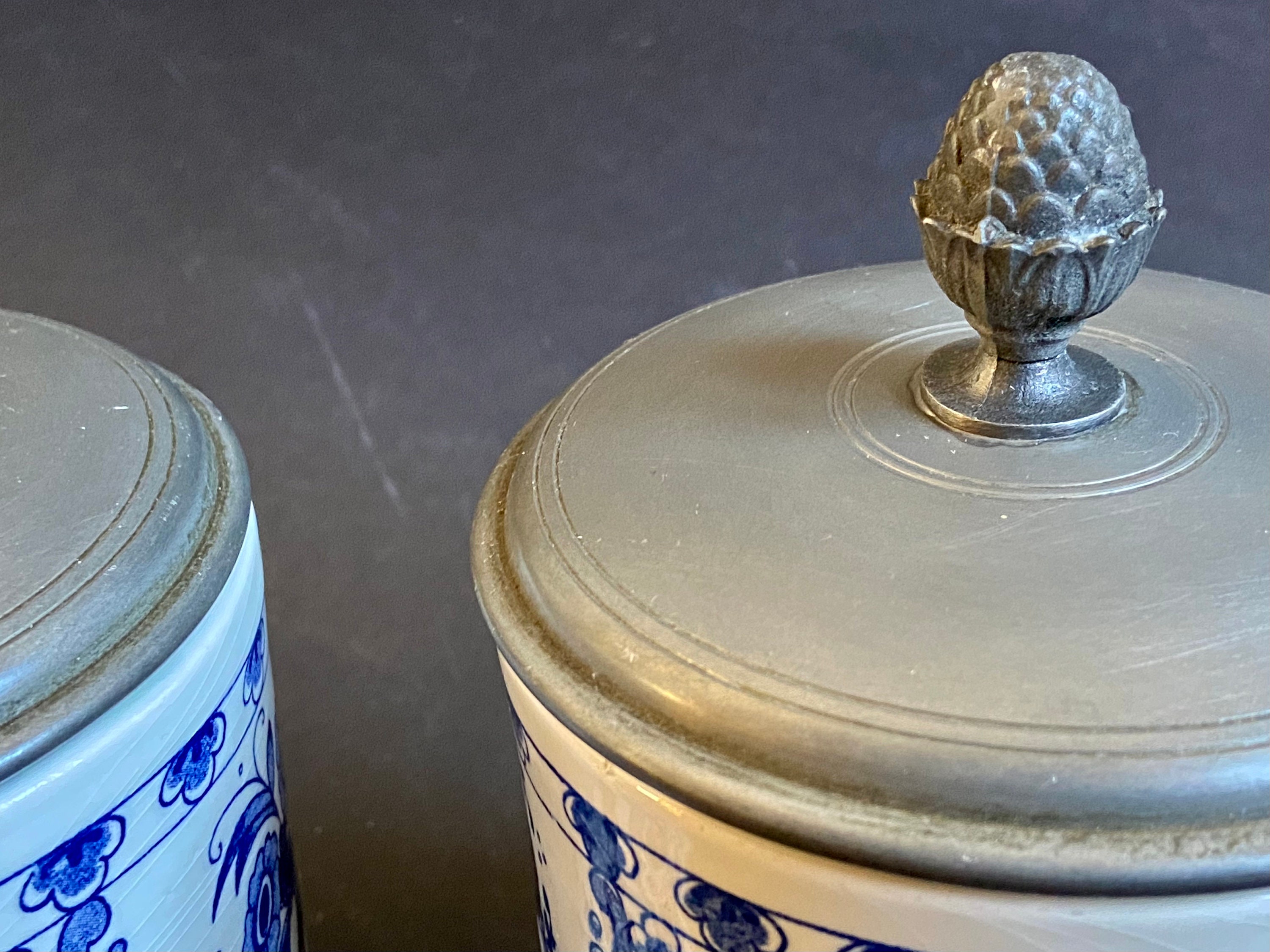 Three Dutch Delft Blue Pot With Lid, Hand-painted Ceramic Canister ...