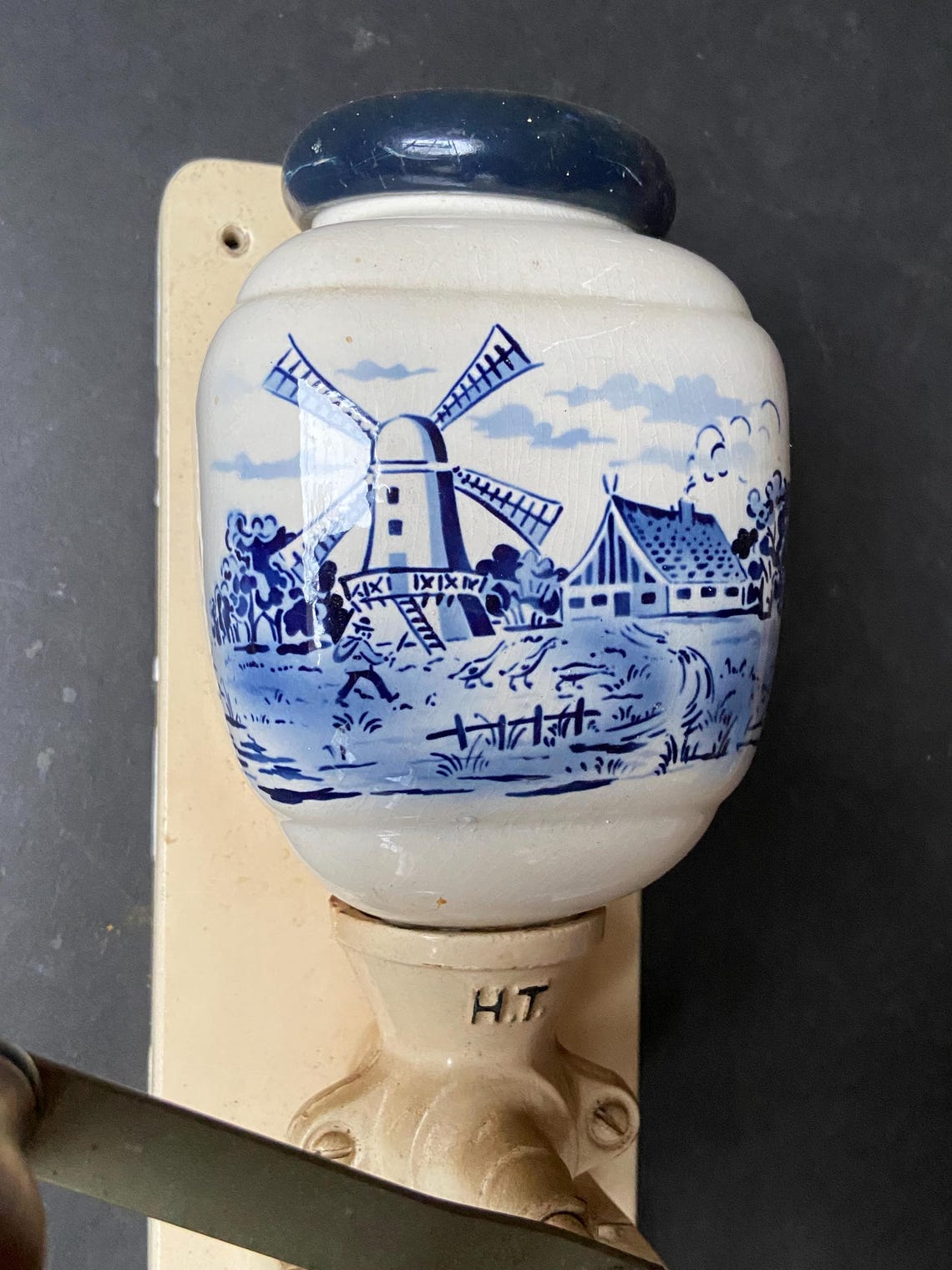 Dutch HT Delft Blue Coffee Bean Grinder, Manual Mill, Vintage Kitchen ...