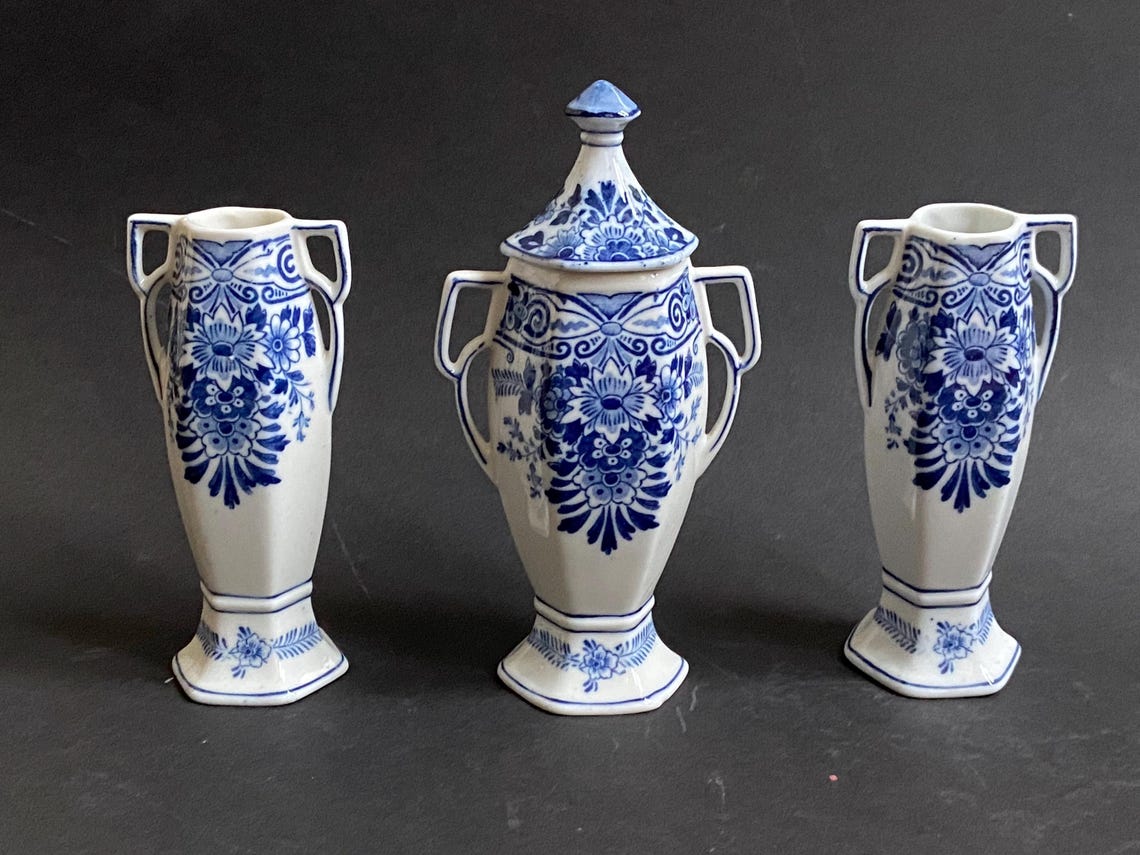 Rare Delft Blue Miniature Cabinet Set – Hand-painted, 14 Cm – Excellent ...
