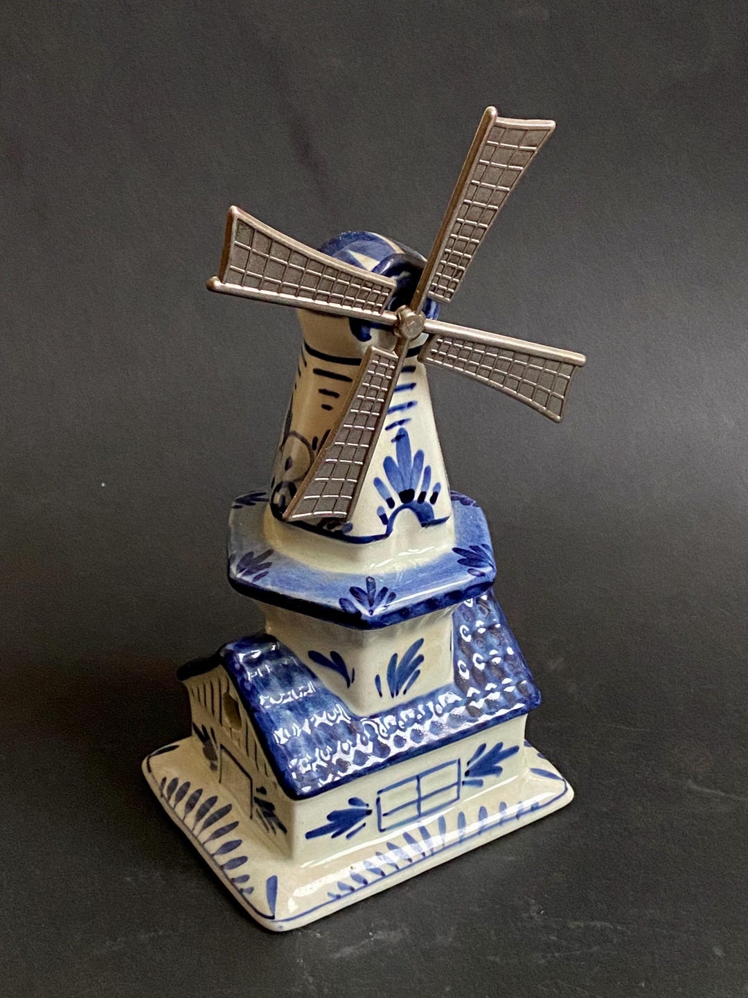 Hand-painted Delft Blue Windmill With Silver-plated Blades – A ...