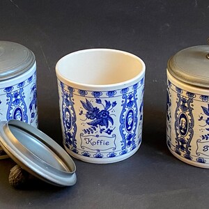 Three Dutch Delft Blue Pot With Lid, Hand-painted Ceramic Canister ...