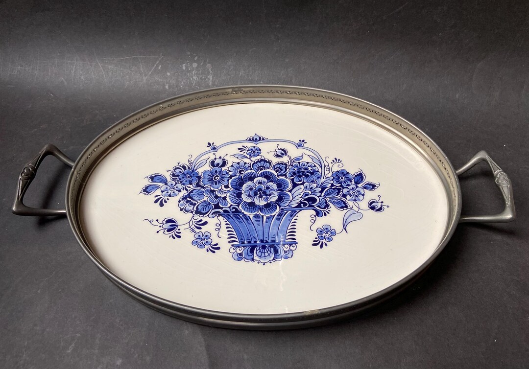 Stunning Delft Blue Tray – Silver-plated Art Deco Handle - Etsy