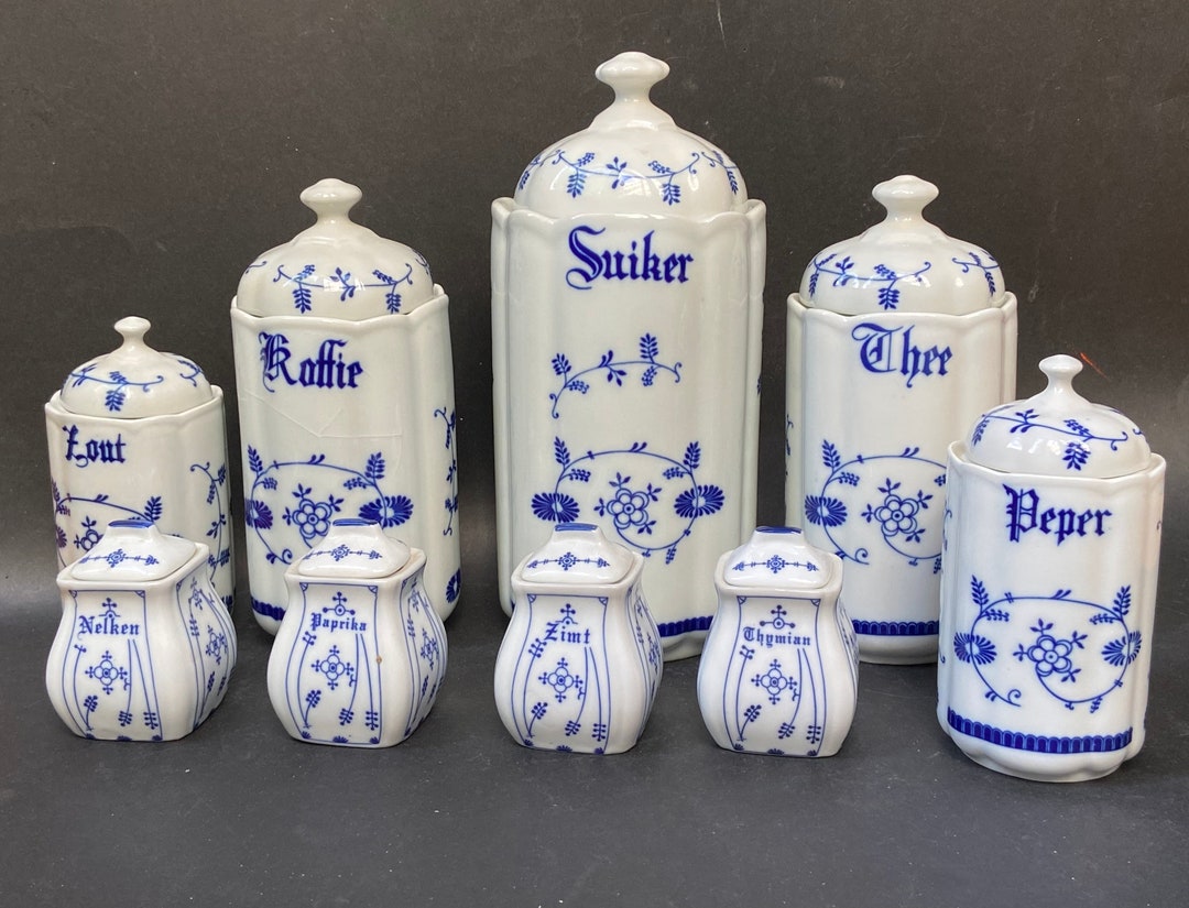 Hand-painted Dutch Delft Blue Ceramic Pot With Lid - Classic Kitchen ...