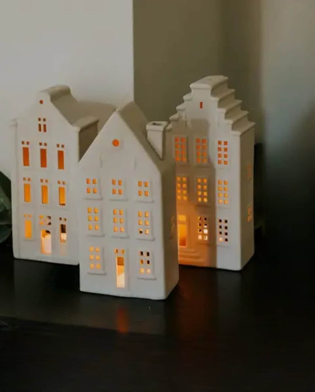 White House Porcelain Tealight Light Houses 3 Variations - Etsy