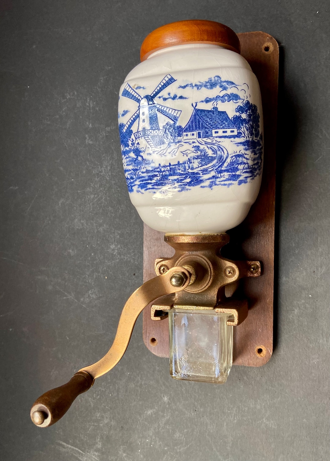 Vintage Dutch Delft Blue Coffee Grinder Manual Mill Unique Dutch Design ...