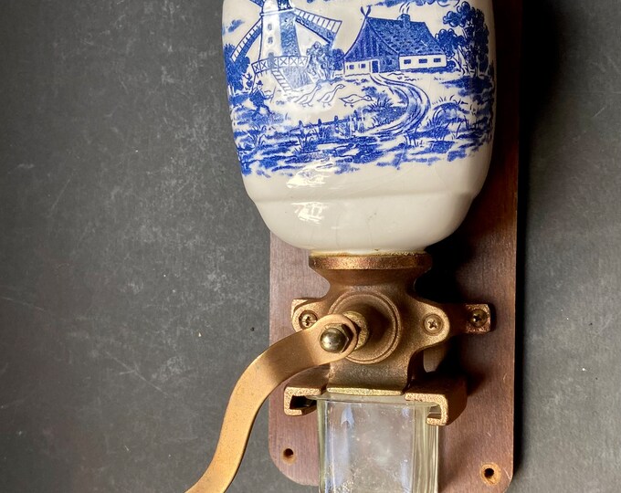 Vintage Dutch Delft Blue Coffee Grinder Manual Mill Unique Dutch Design ...
