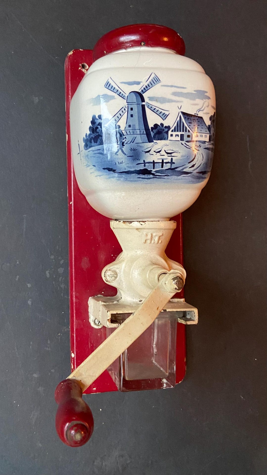 Dutch HT Delft Blue Coffee Bean Grinder, Manual Mill, Vintage Kitchen ...