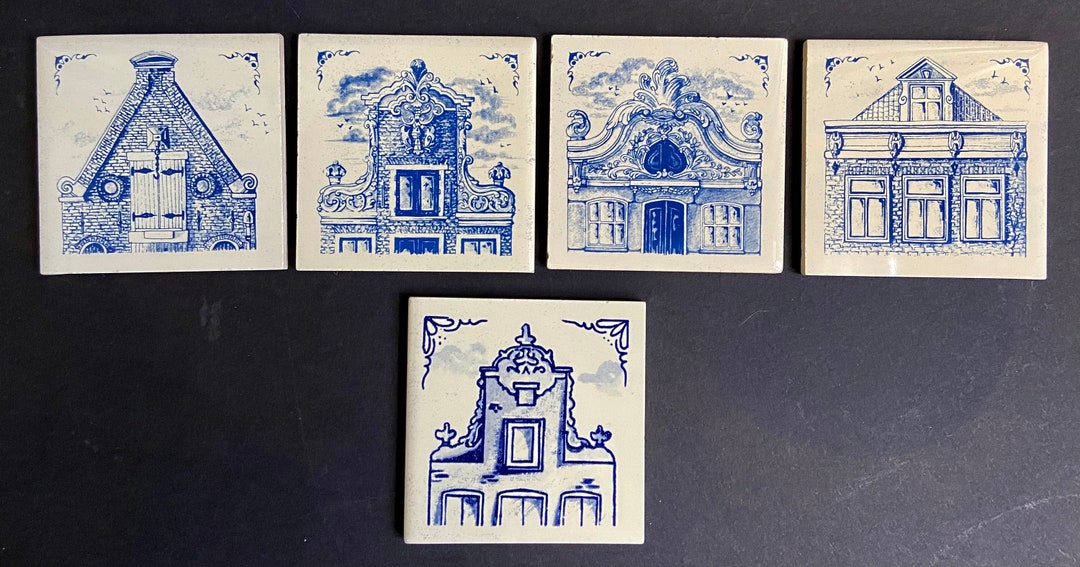 KLM Delft Blue Coasters Netherland Holland Canal Houses - Etsy