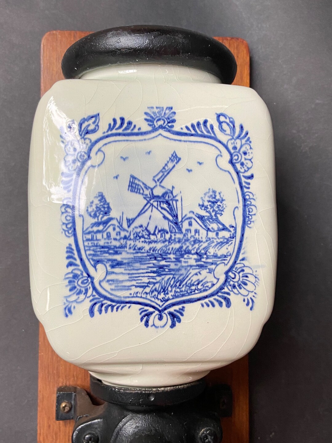 Dutch Delft Blue Coffee Bean Grinder, Manual Mill, Vintage Kitchen Tool ...