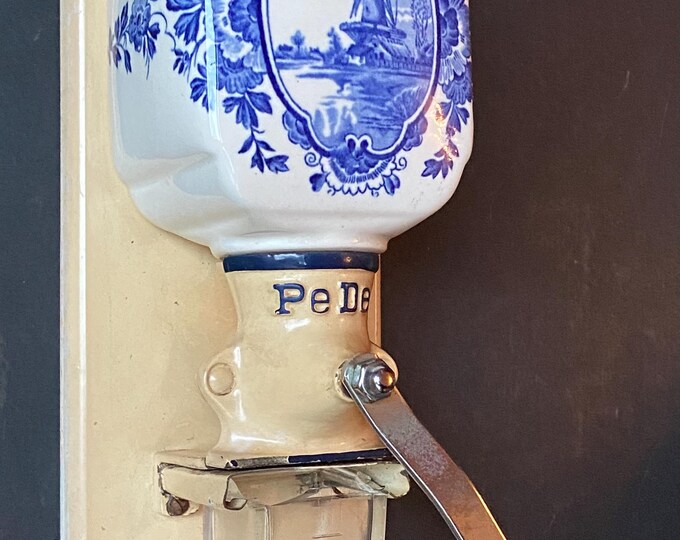 Dutch PEDE Delft Blue Coffee Bean Grinder, Manual Mill, Vintage Kitchen ...