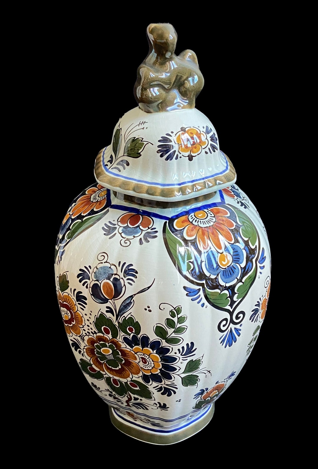 Delftware Ceramic Vase Floral, Polychrome Delft Plate Decorative ...