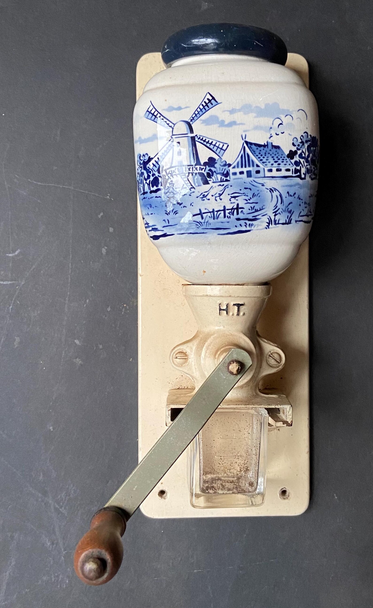 Dutch HT Delft Blue Coffee Bean Grinder, Manual Mill, Vintage Kitchen ...