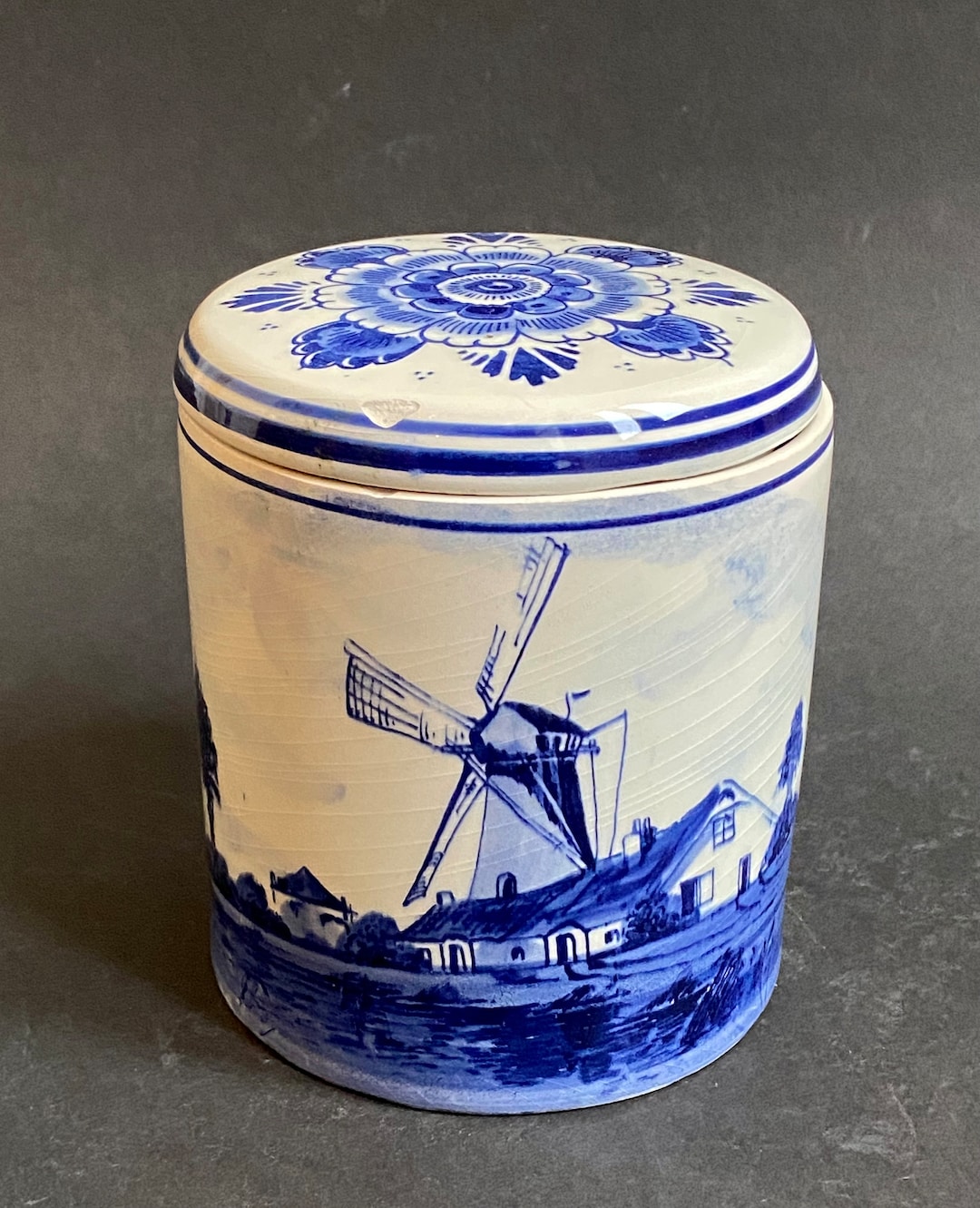 Dutch Delft Blue Pot With Lid, Hand-painted Ceramic Canister, Classic ...
