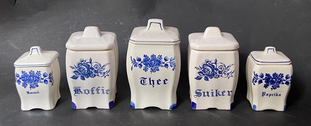 Hand-painted Dutch Delft Blue Ceramic Pot With Lid - Classic Kitchen ...