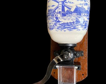 Vintage Dutch BLUE DELFT Wall Mounted Ceramic Coffee Grinder - Etsy