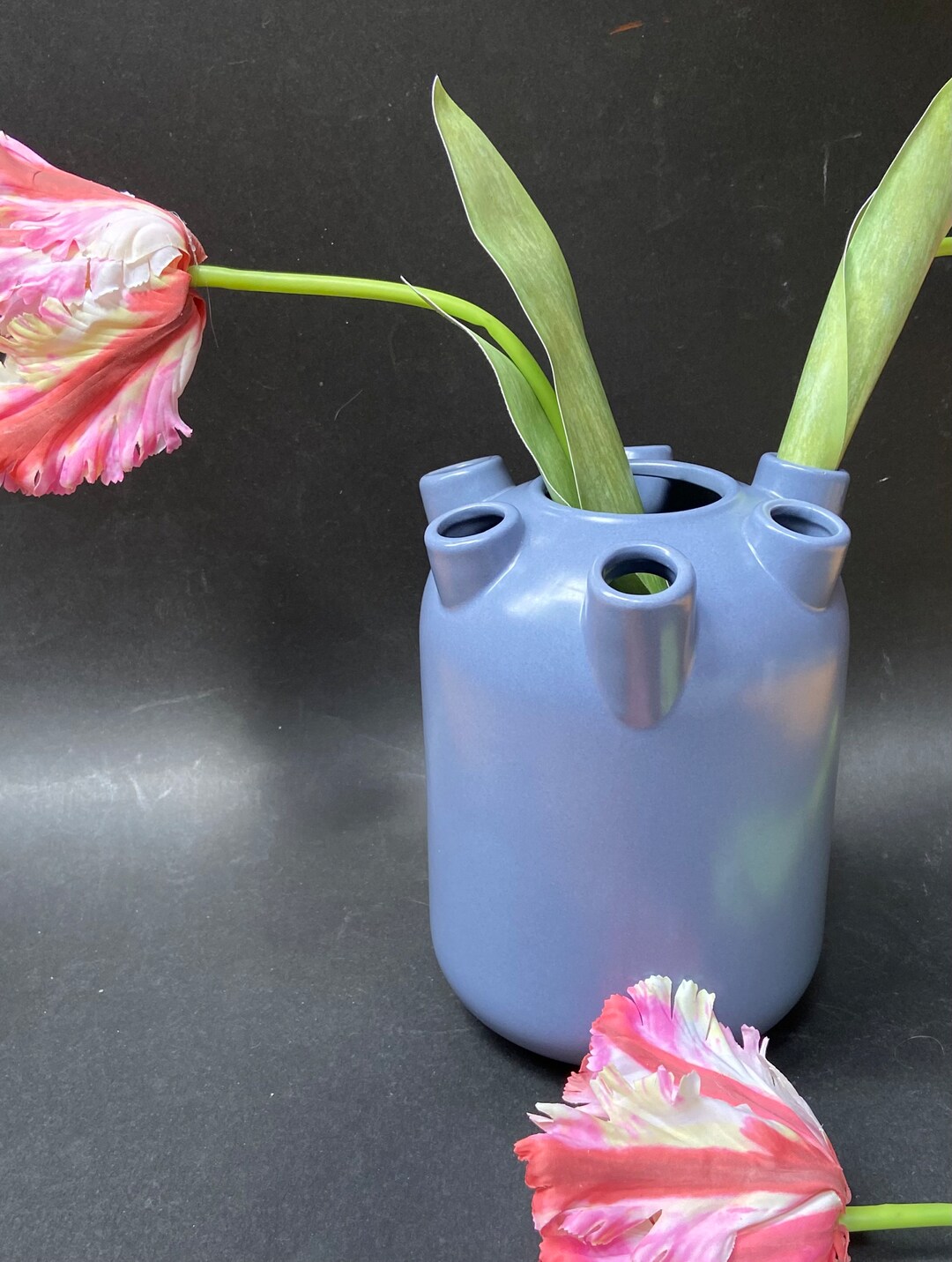 Tulip Flower Arrangement Vase, Blue Dutch Art Vase, Delftware Vase ...