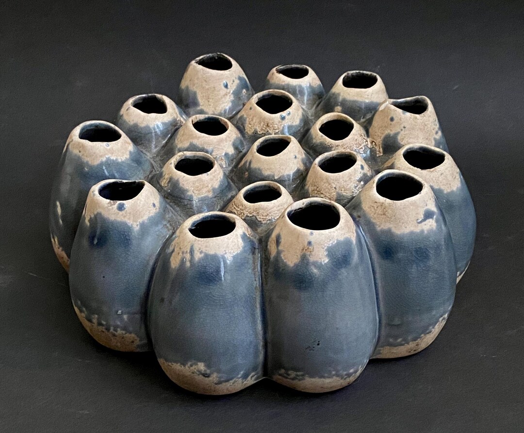 Handmade Blue-glazed Flower Vase – Perfect for Your Wilted Bouquet - Etsy