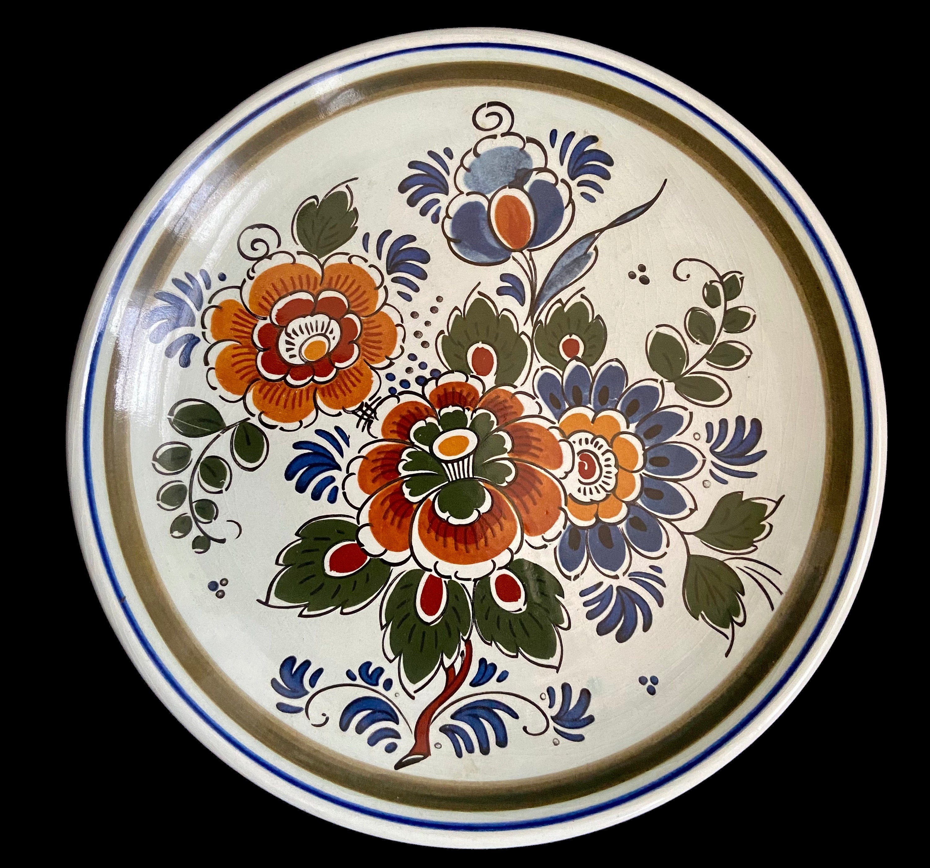 Delft Floral Polychrome Ceramic Plate Dutch Art Pottery From Holland - Etsy