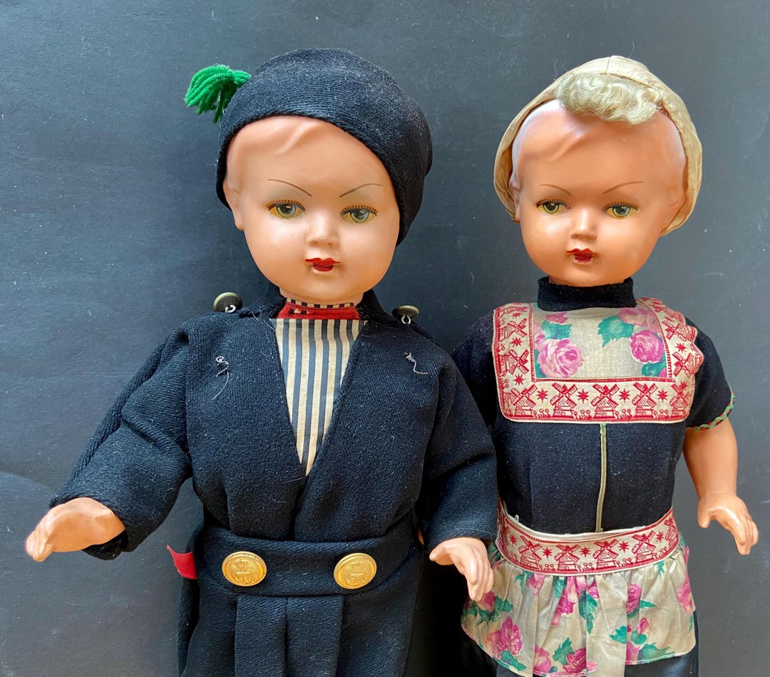 Vintage 1950s Volendam Couple Dolls 55 CM Tall - Etsy