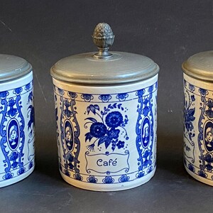 Three Dutch Delft Blue Pot With Lid, Hand-painted Ceramic Canister ...
