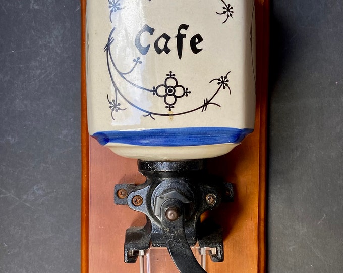 Dutch Delft Blue Coffee Bean Grinder, Manual Mill, Vintage Kitchen Tool ...