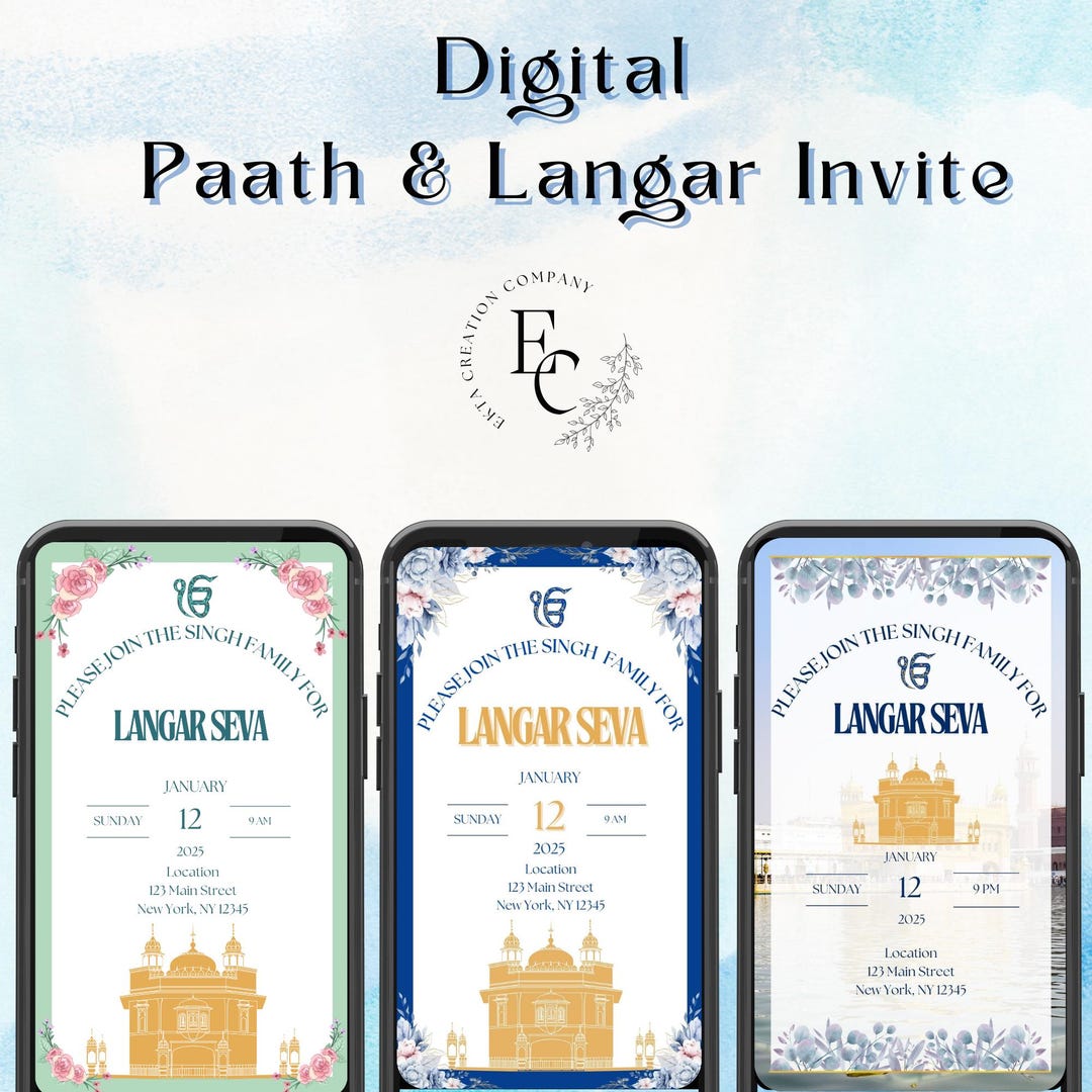 Custom Digital Paath & Langar Invite | Langar Seva Invite | Sikh Invite ...