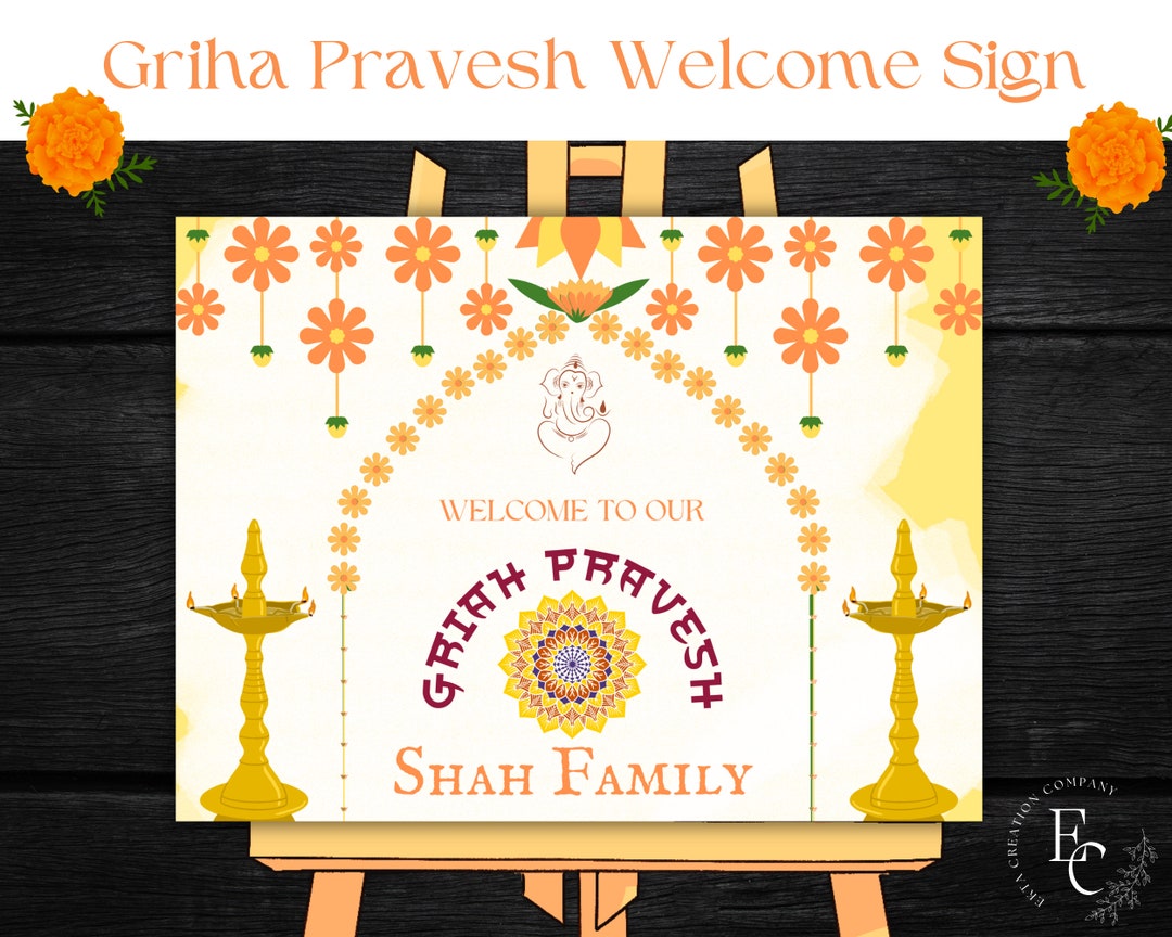 Griah Pravesh Welcome Sign Welcome Sign Entrance Welcome - Etsy