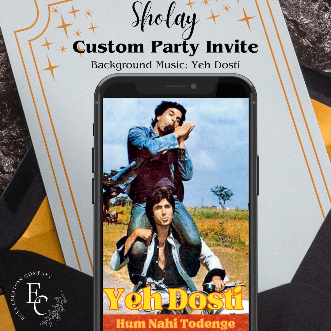 Sholay Theme Party Video Invite With Background Music | Custom ...
