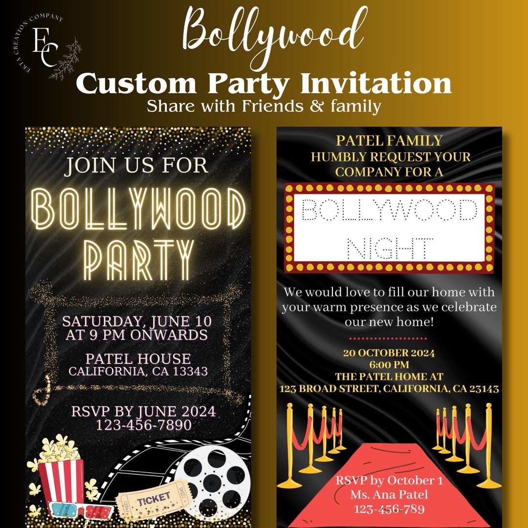 Custom Bollywood Party Invitation | Theme Party Invite | Animated ...