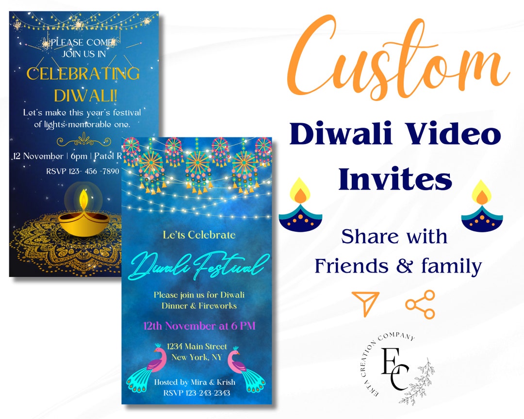 Digital Diwali Video Invites 2 Layouts Animated Invitation Cards Diwali ...