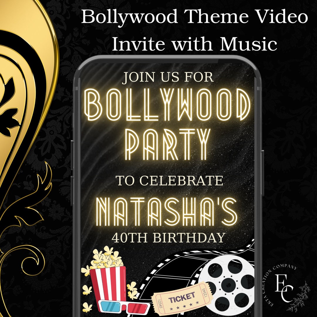 Custom Bollywood Party Video Invite With Music | Theme Party Invite ...