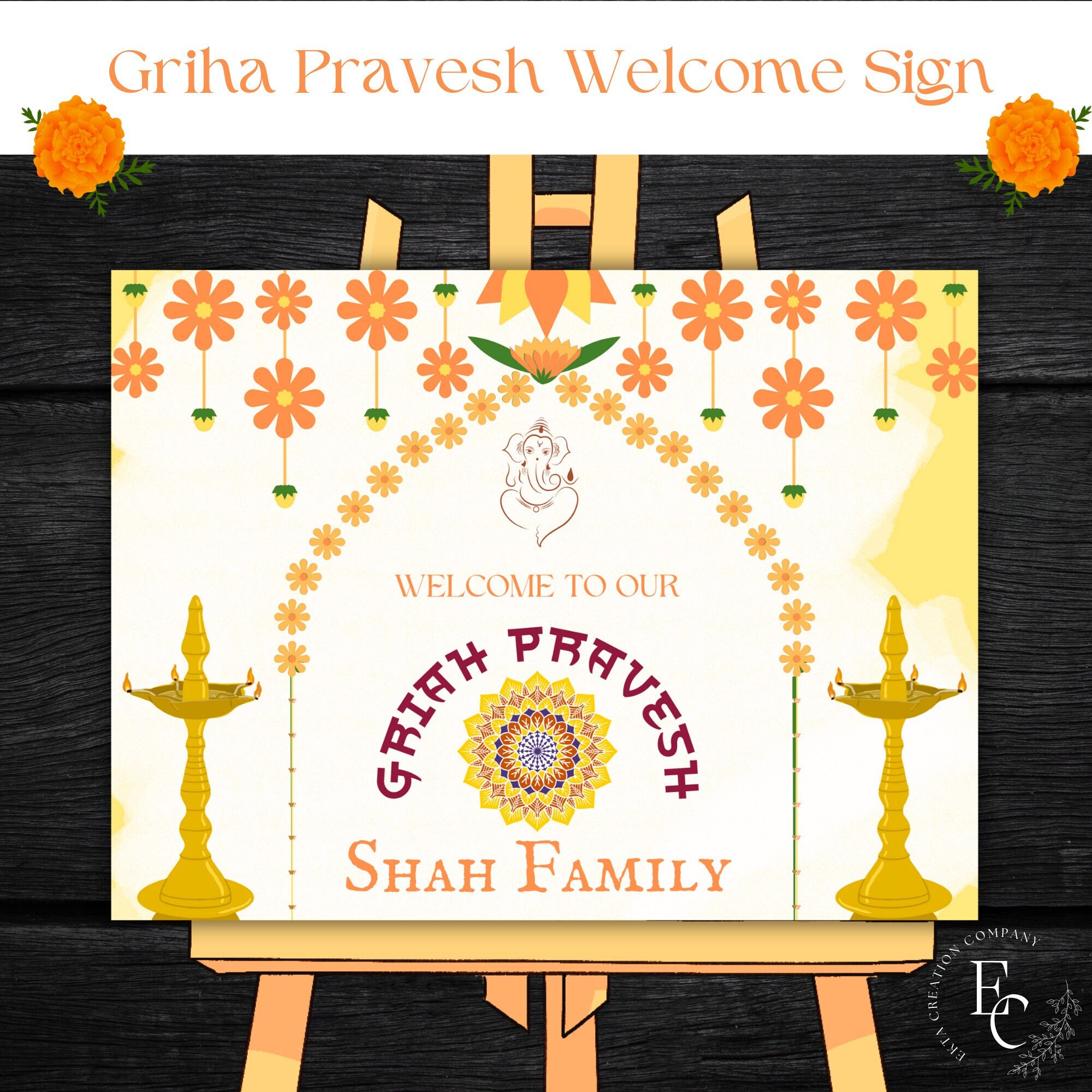Grah Privesh Welcome Sign Entrway Sign Event Sign Welcome Pooja Indian ...