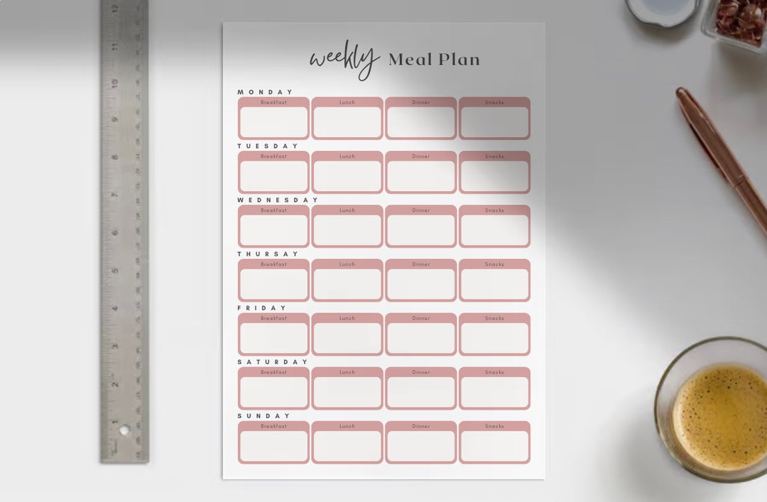 5 Day Meal Planner Meal Planner Printable Weekly Food - Etsy
