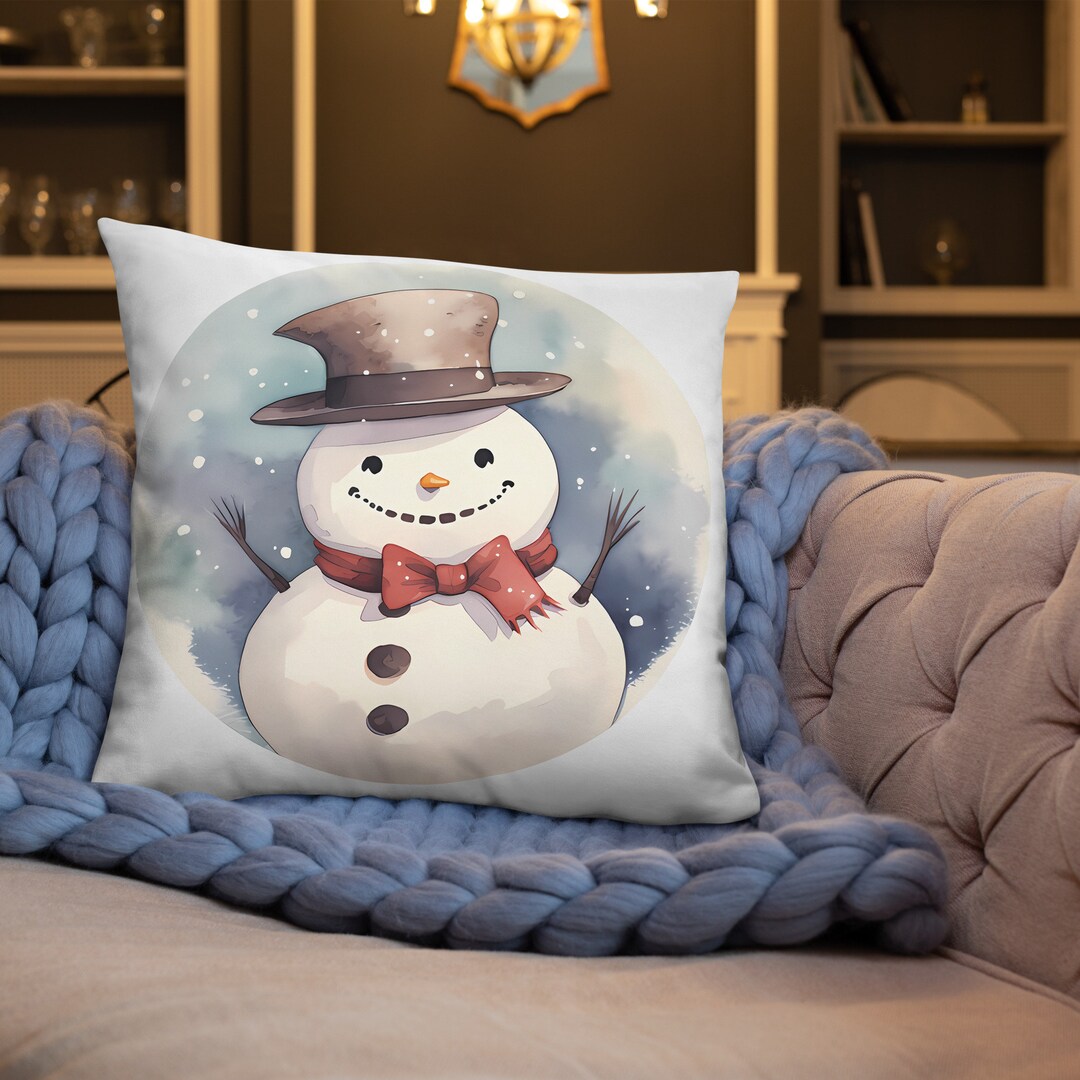 Winter Christmas Frosty Snowman Throw Pillow, Lumbar Pillow, Accent ...