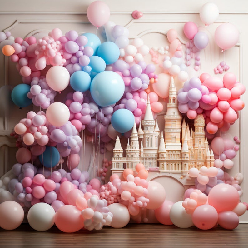 Balloon Castles for Kids Digital Backdrops Baloon Digital Backdrop ...